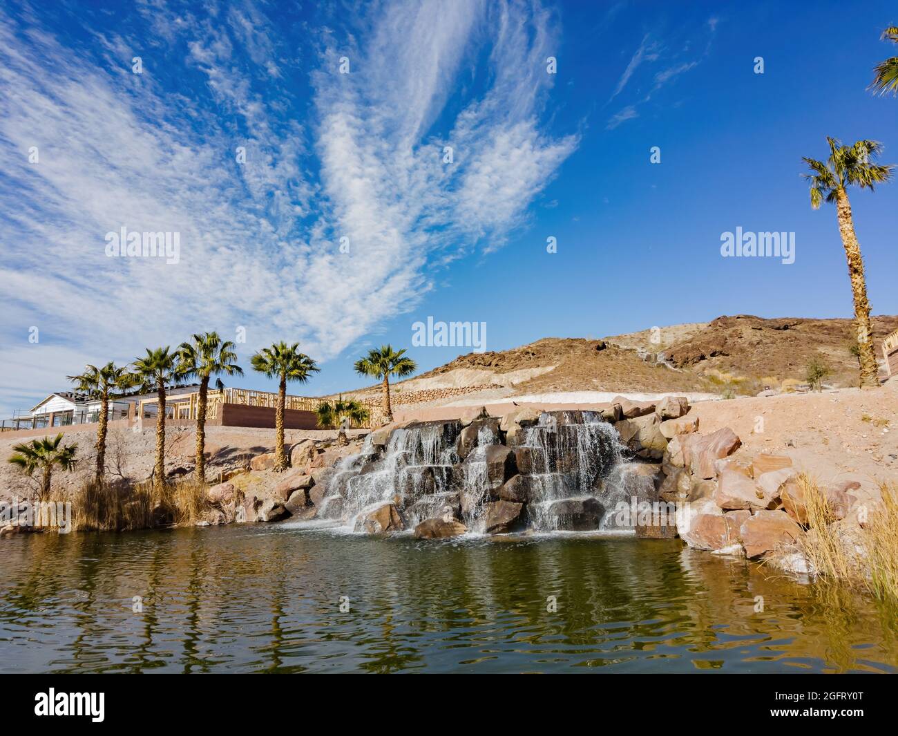 Waterfall landscape in Lake Las Vegas, Nevada Stock Photo - Alamy