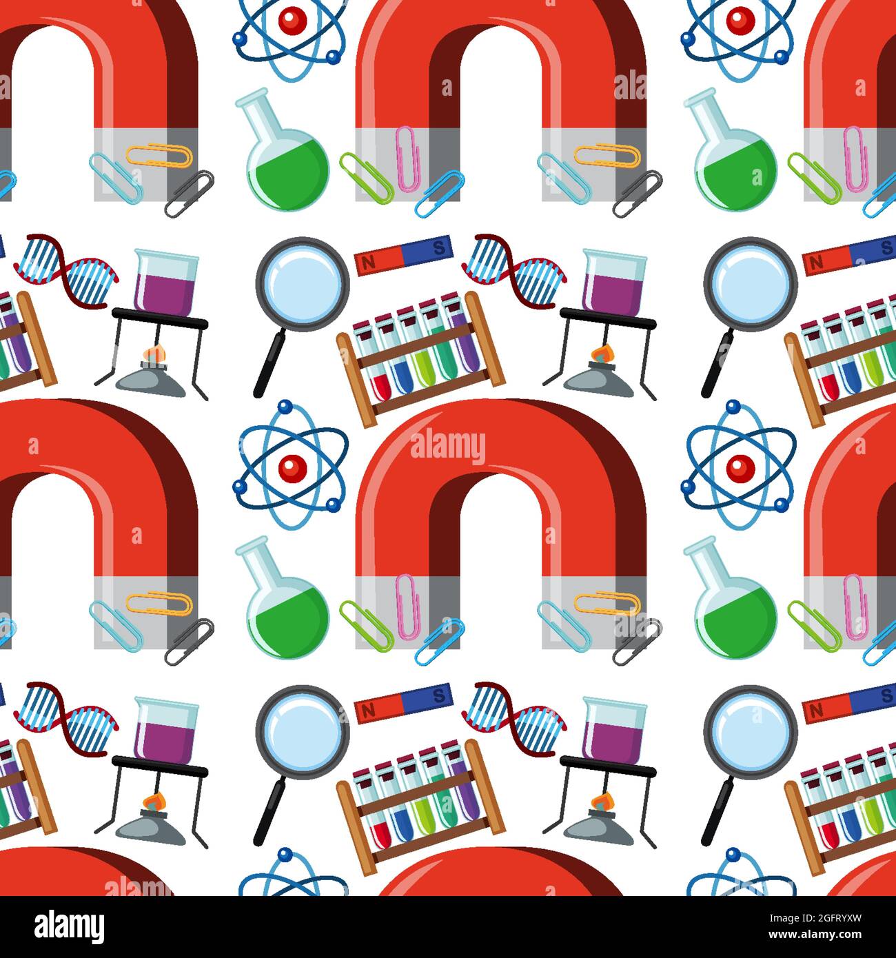 Science learning tools seamless background illustration Stock Vector ...