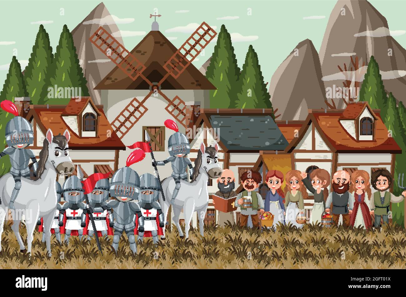 Medieval farming cartoon Stock Vector Images - Alamy