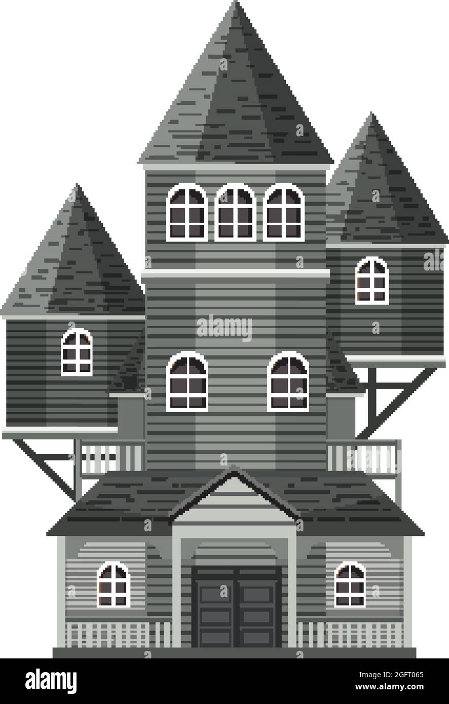 Isolated haunted mansion facade illustration Stock Vector Image & Art ...