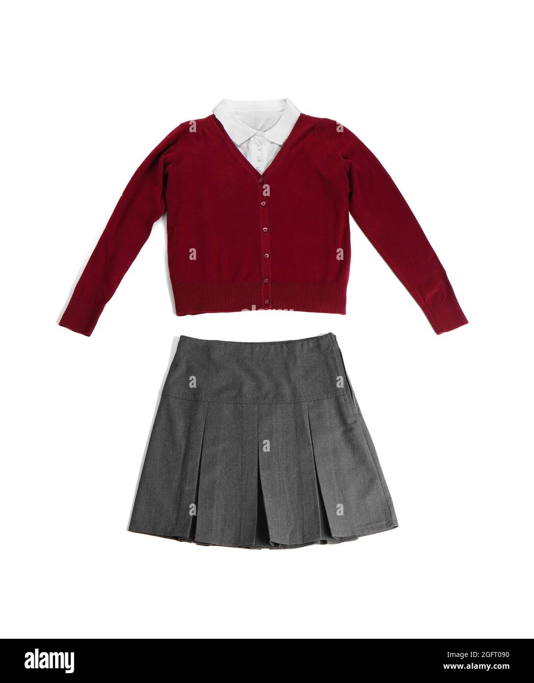 School uniform on white background Stock Photo - Alamy