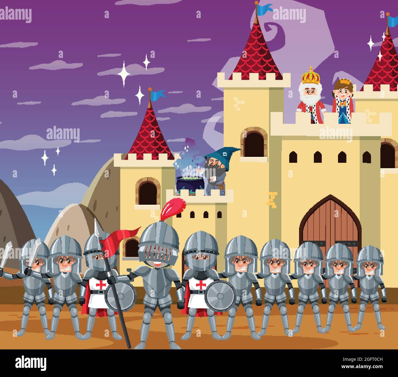Medieval historical cartoon characters illustration Stock Vector Image ...