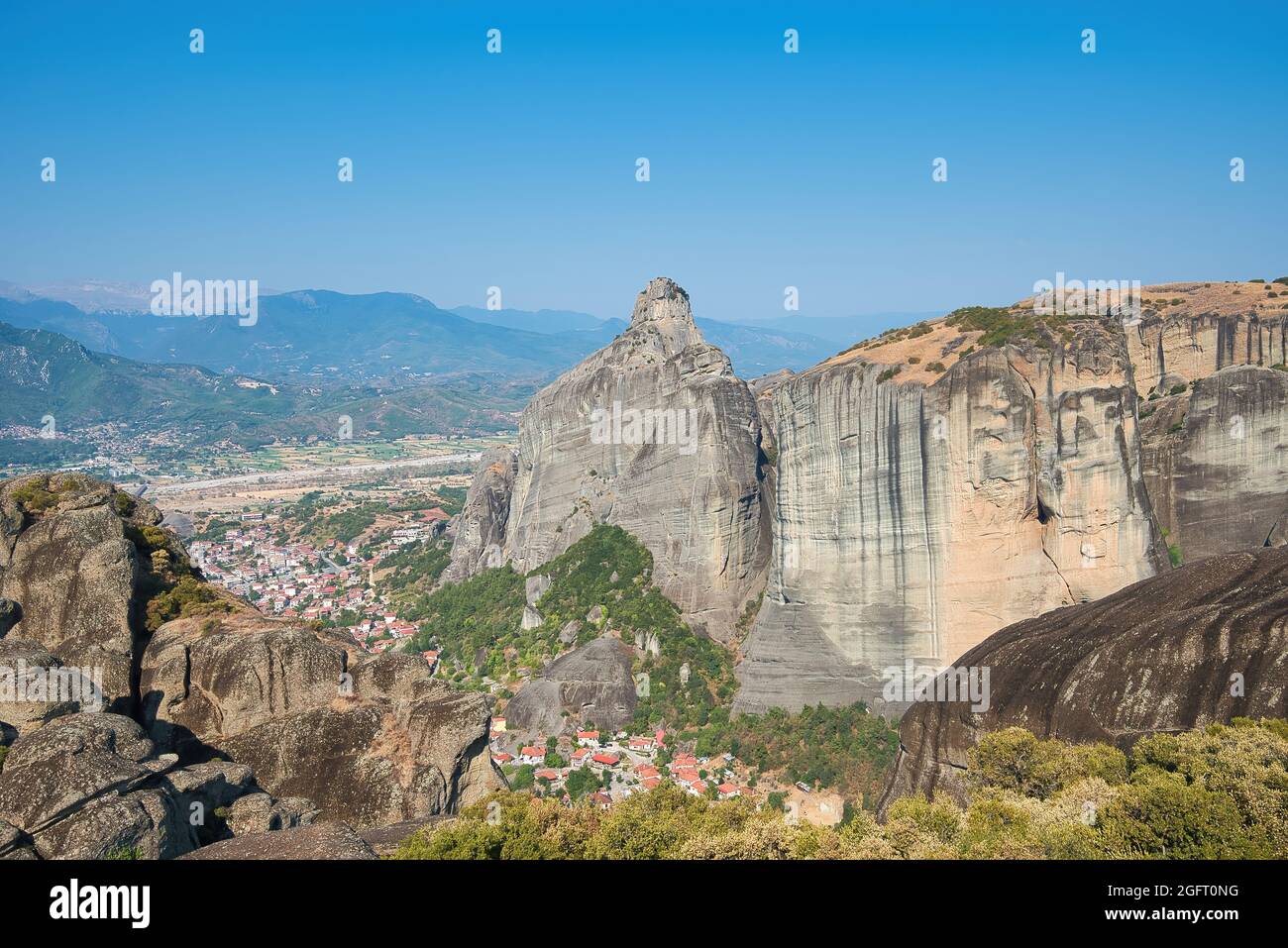 Meteora, Greece. Terrible rock formations of sandstone Stock Photo - Alamy