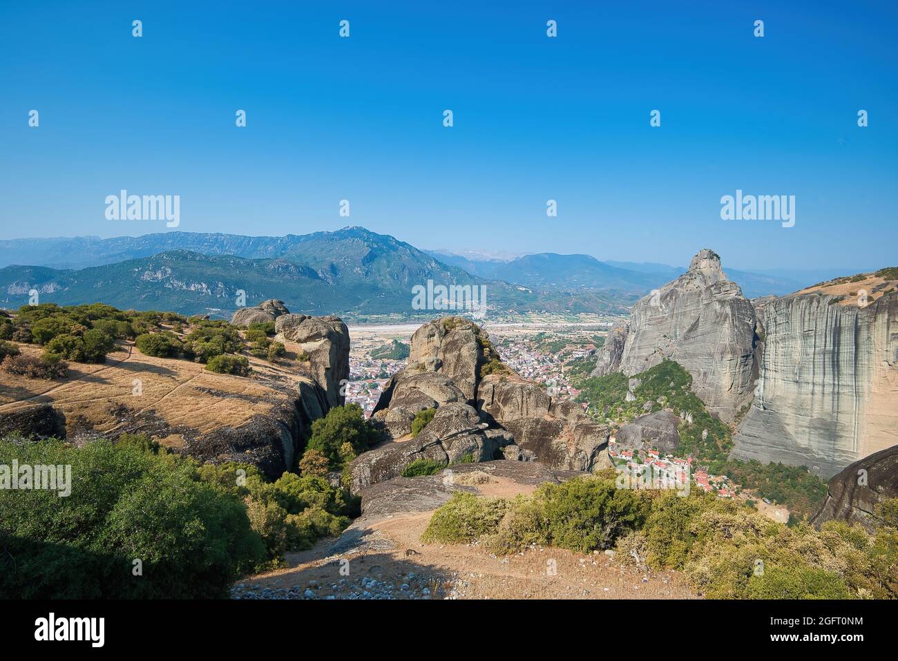 Meteora, Greece. Terrible rock formations of sandstone Stock Photo - Alamy