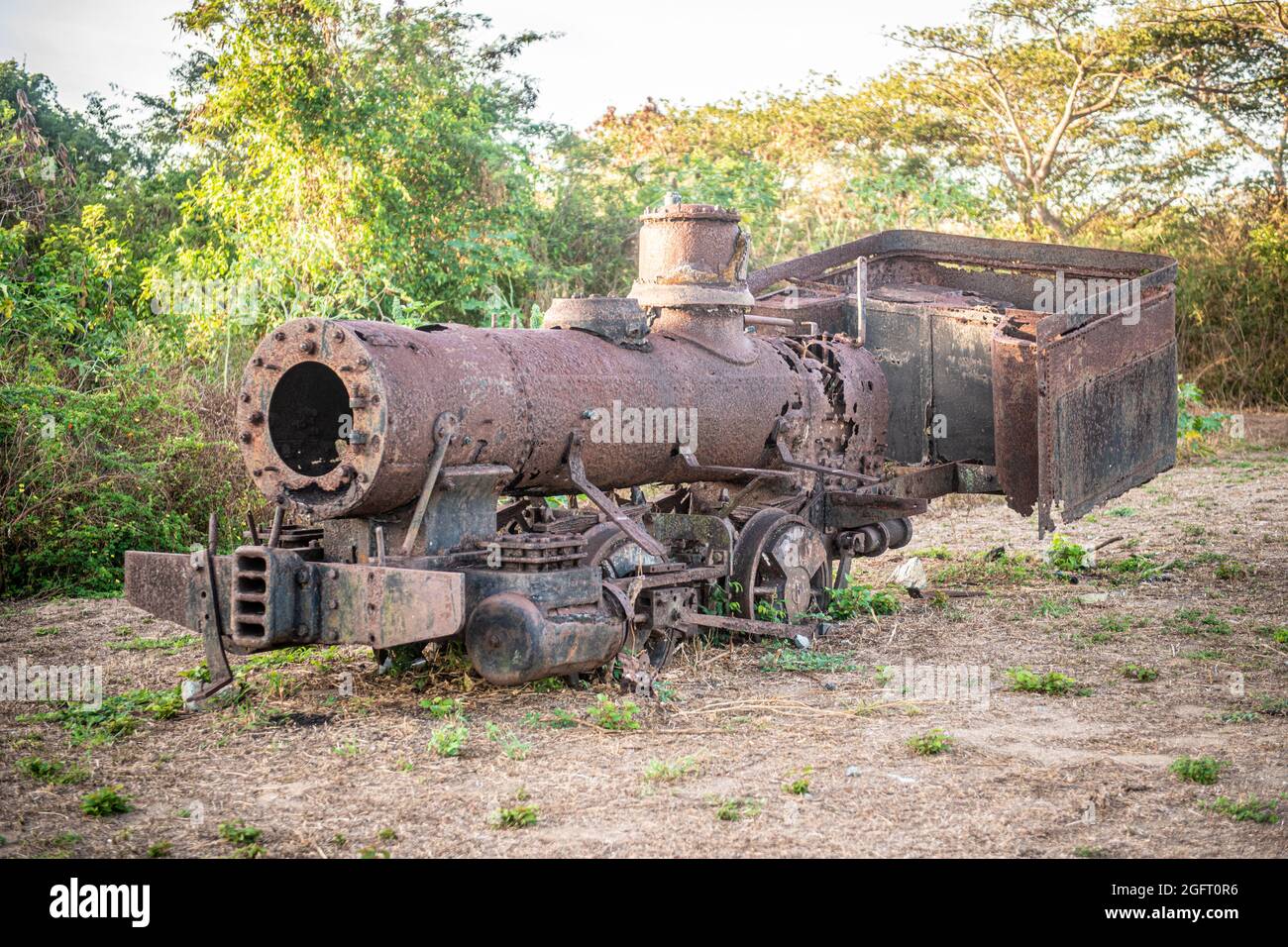 Rusted remains of an old train resting in a clearing - Puerto Rico ...
