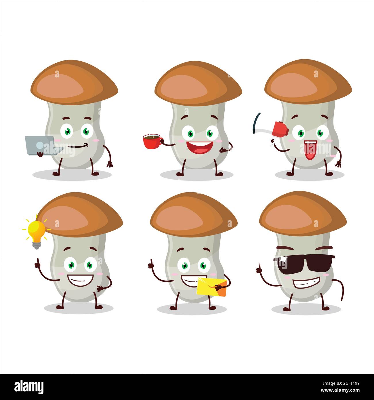 Aspen cartoon character with various types of business emoticons ...