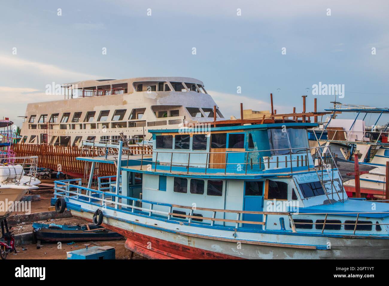 Ship scrap yard or scrapping site for old boats Stock Photo - Alamy