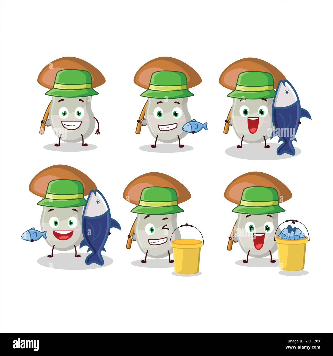 A fisherman aspen cartoon picture catch a big fish. Vector illustration ...