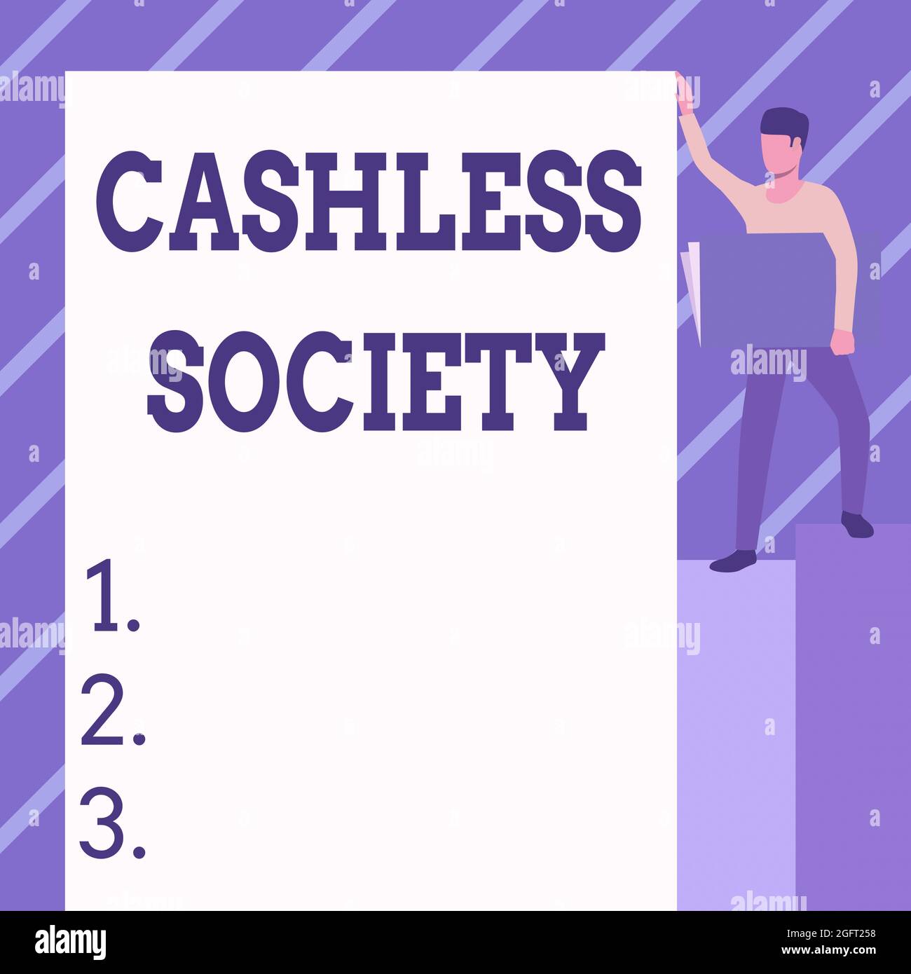 Sign displaying Cashless Society. Business idea financial transactions ...