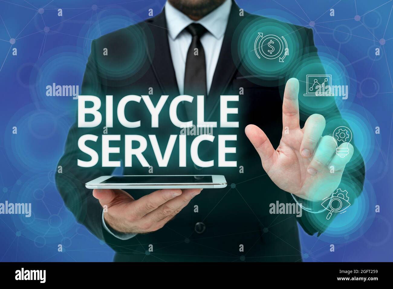 Conceptual display Bicycle Service. Business overview offering services ...