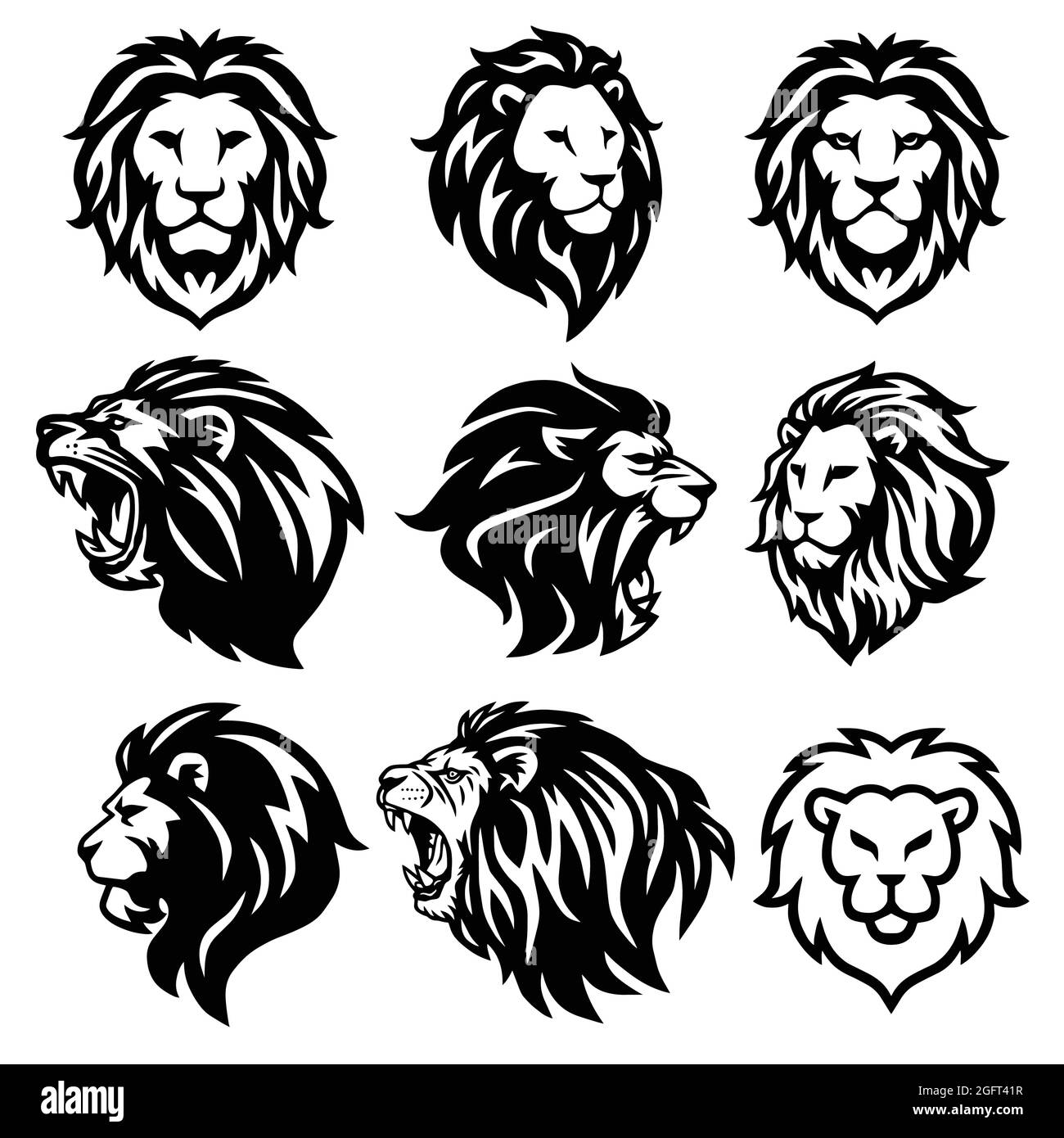 Lion Logo Set. Premium Design Collection. Vector Illustration Stock ...