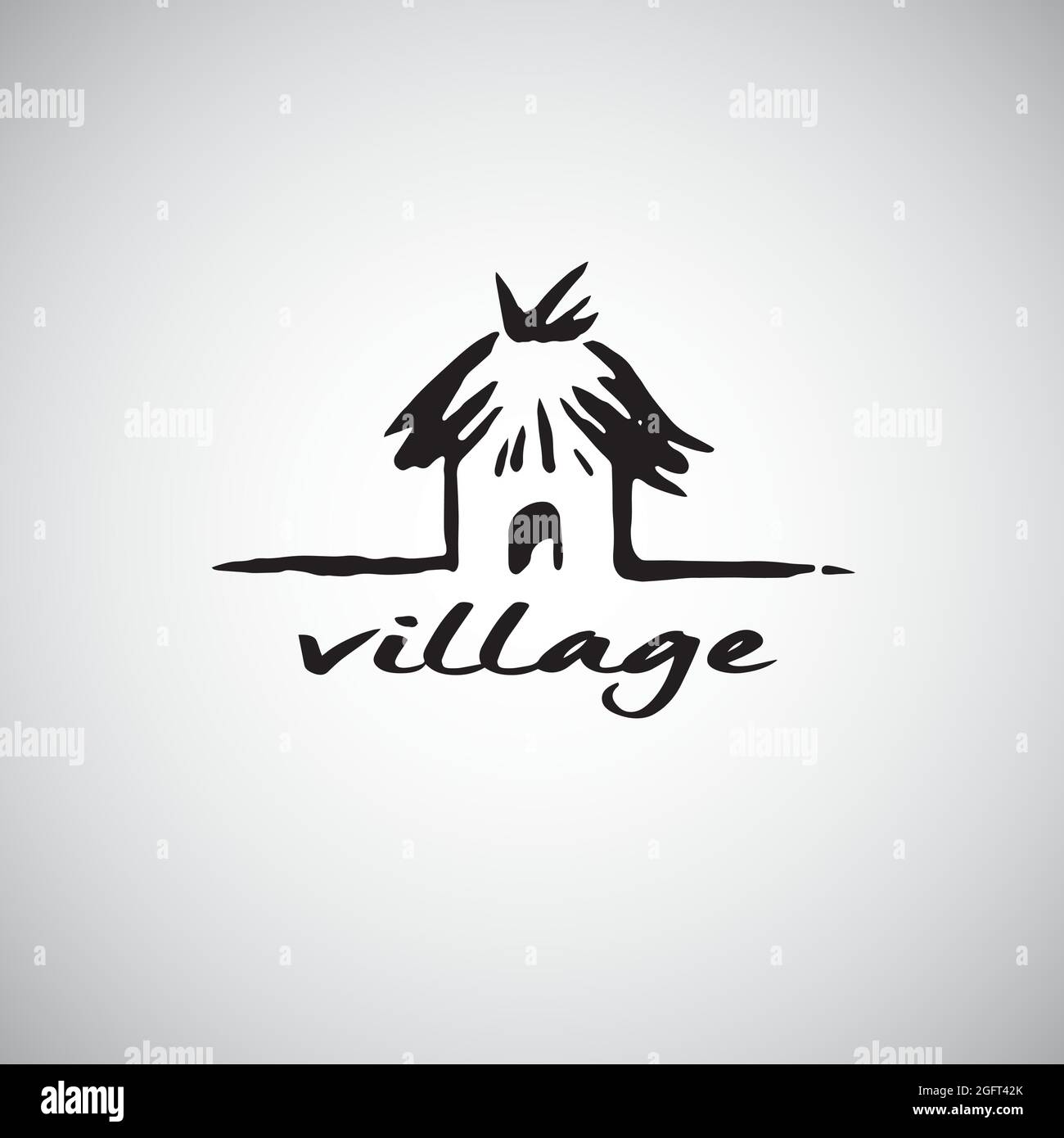 Hut Logo Design Template. Hand Drawn Vector Illustration Stock Vector ...
