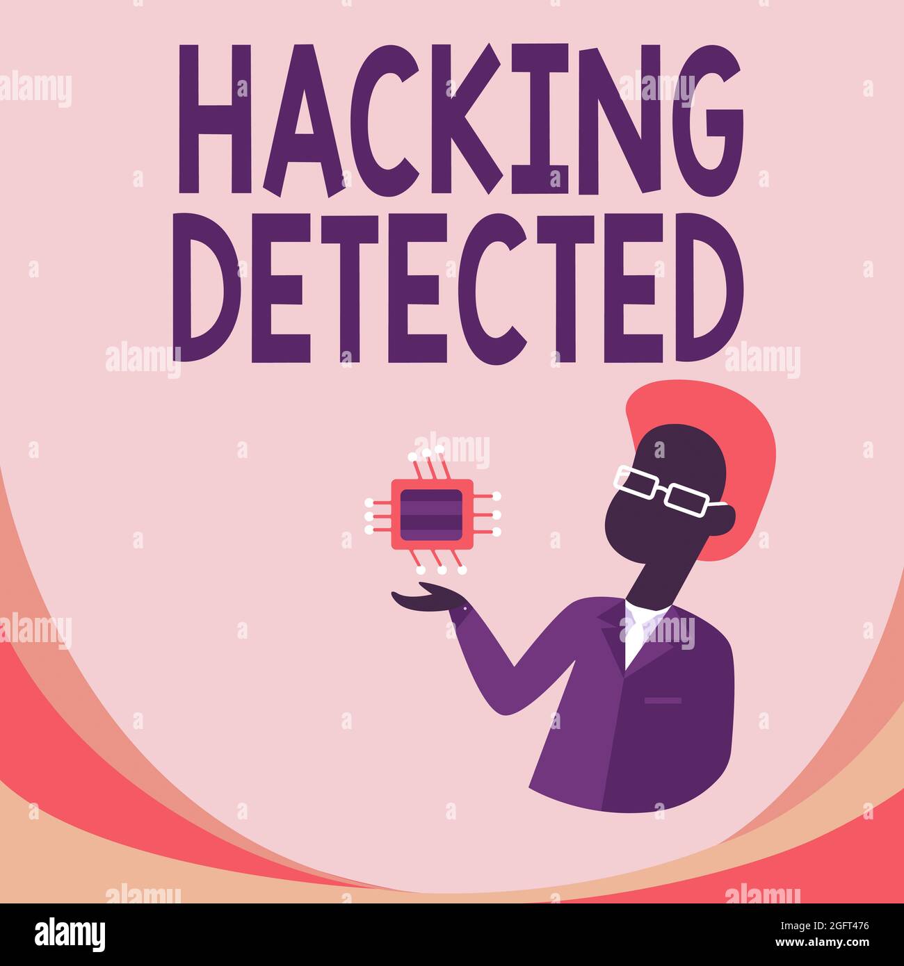 Sign displaying Hacking Detected. Word for identify the presence or ...