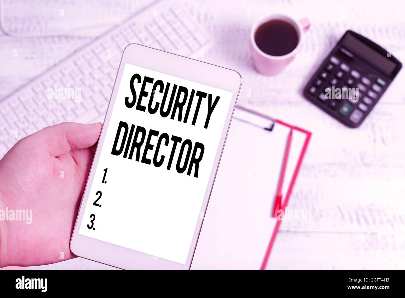 Text sign showing Security Director. Concept meaning head of a private ...