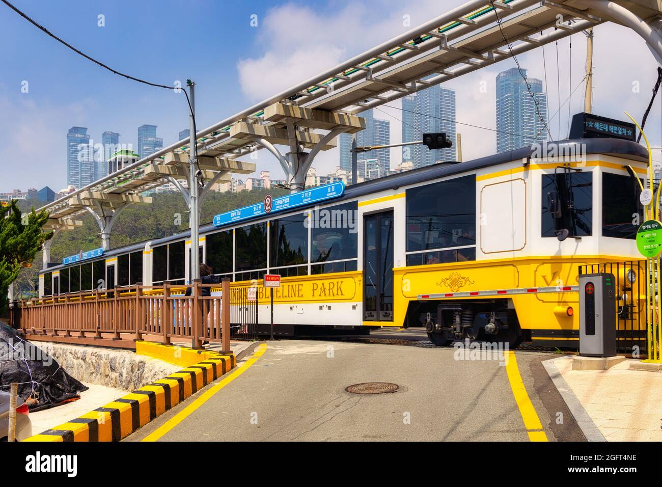 BUSAN, KOREA, SOUTH - May 28, 2021: A closeup shot of the Haeundae Blue ...