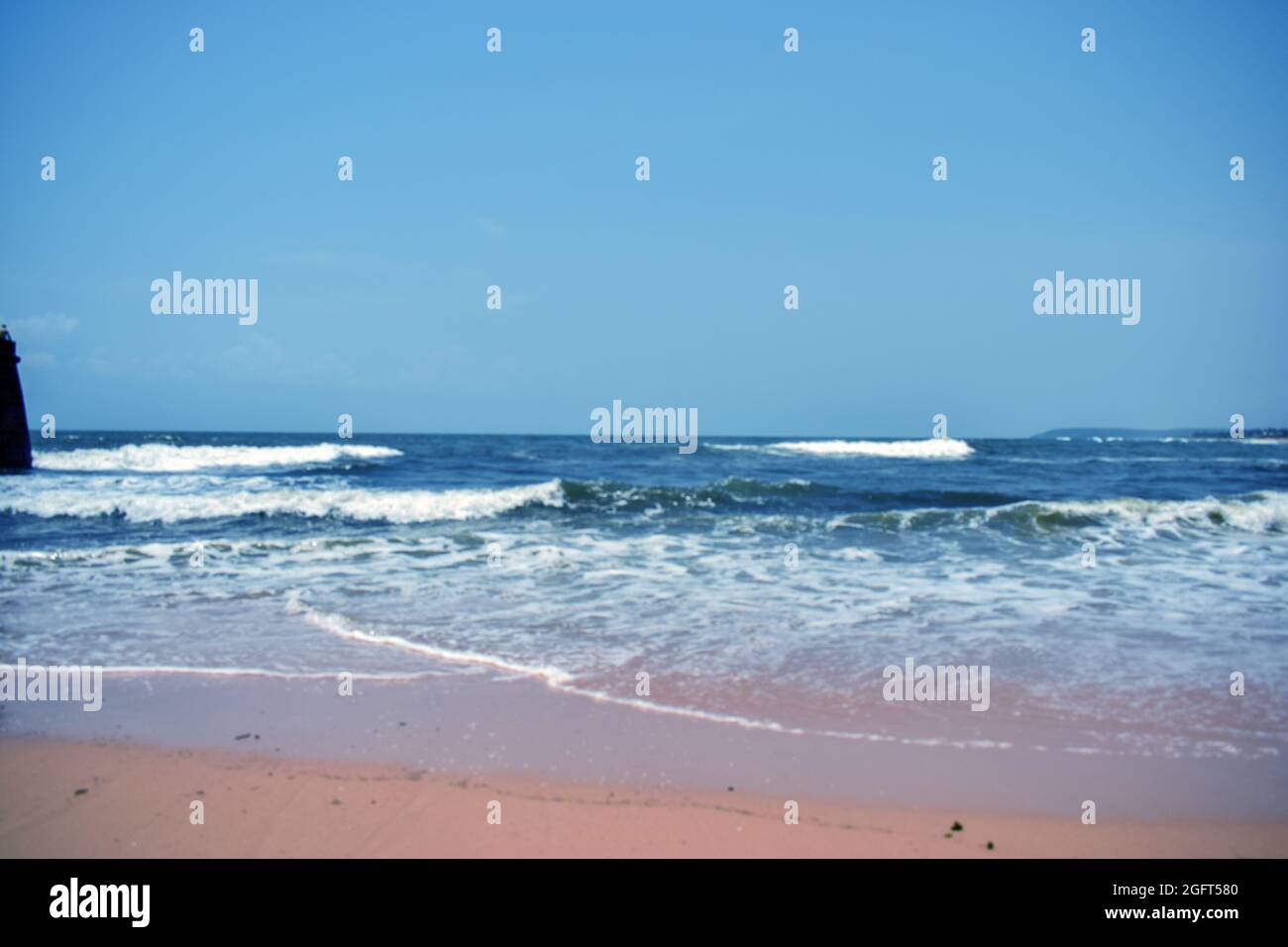Ocean-Sea Waves Beach Sand and Mountains Yellow Landscape Background ...