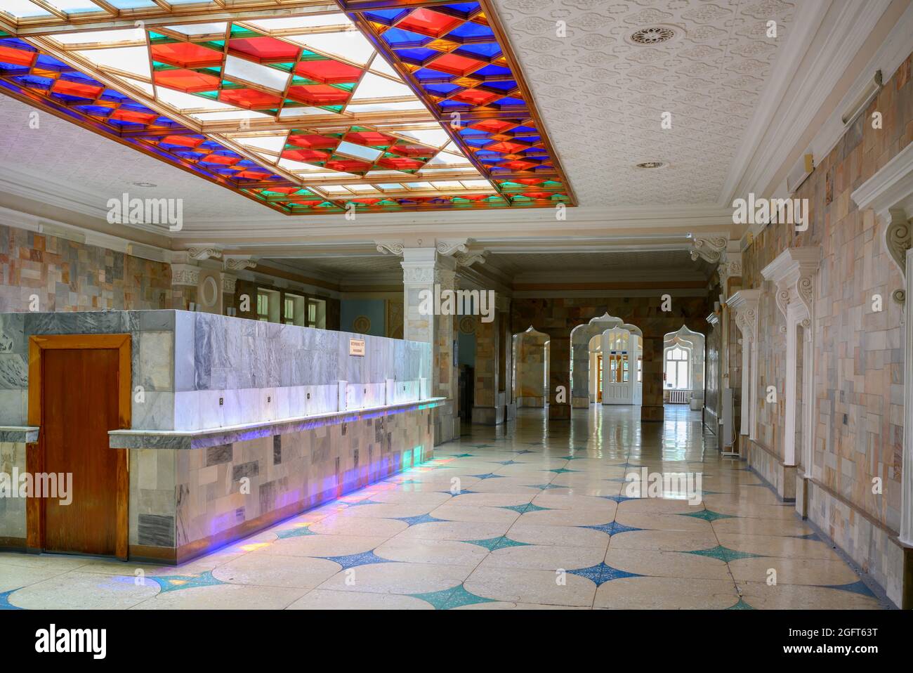 Interior of the building of the source of the famous therapeutic ...