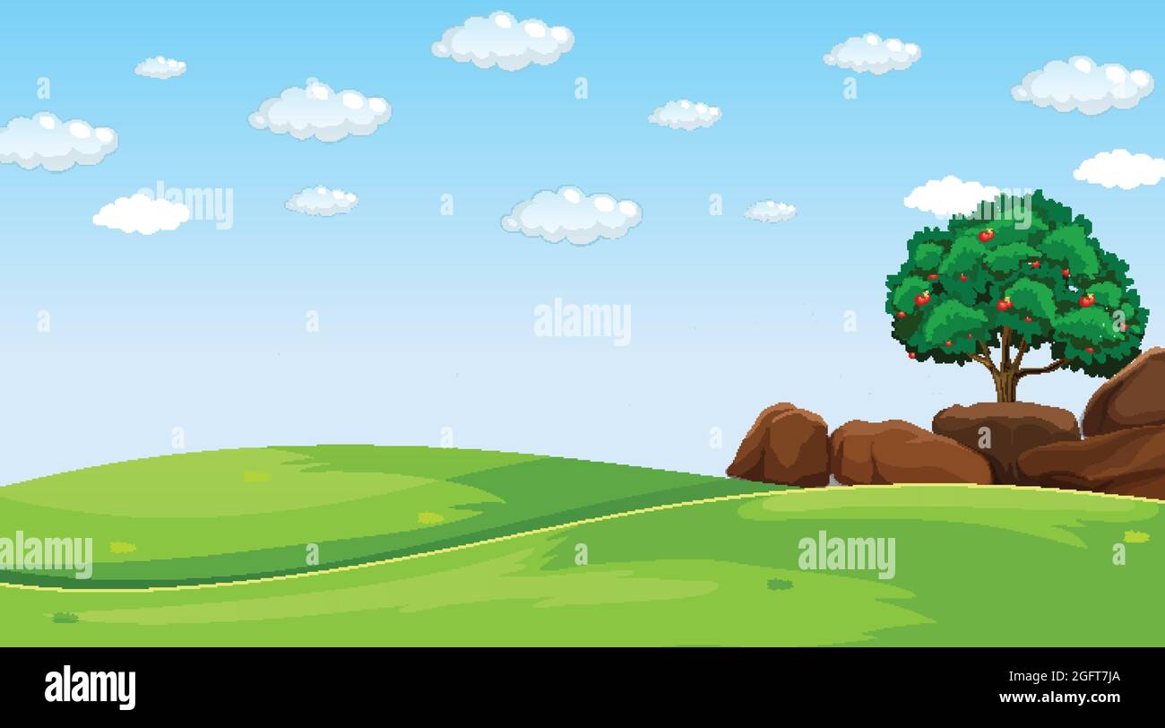 Blank meadow landscape scene at daytime illustration Stock Vector Image ...