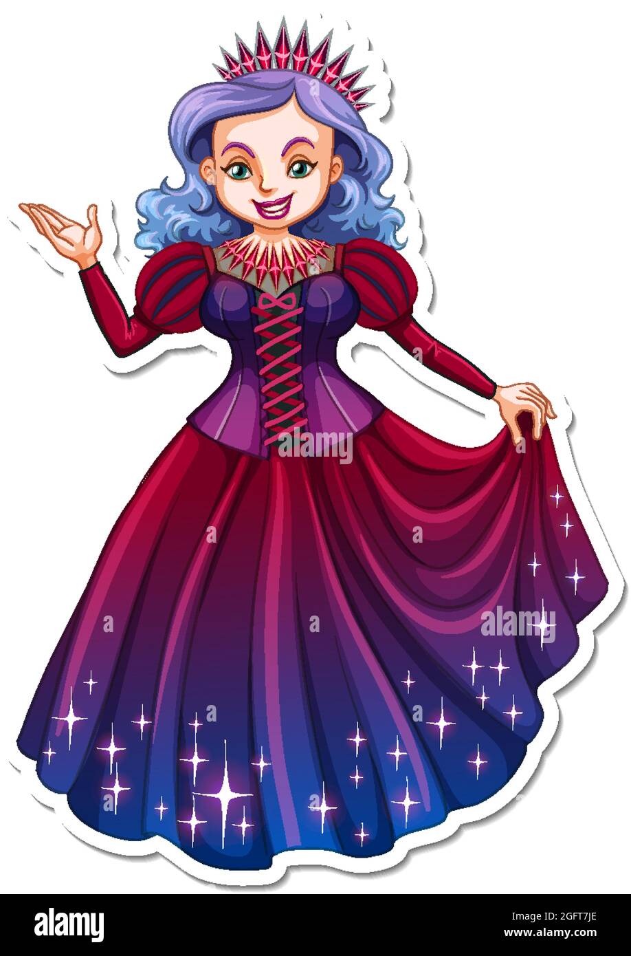 Beautiful queen cartoon character sticker illustration Stock Vector ...
