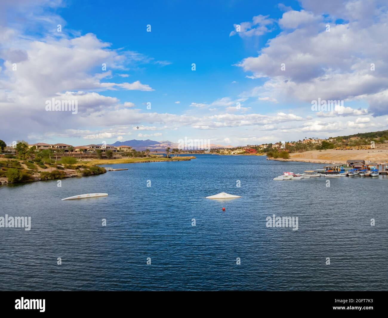 Sunny view of the lake landscape of Lake Las Vegas at Nevada Stock ...
