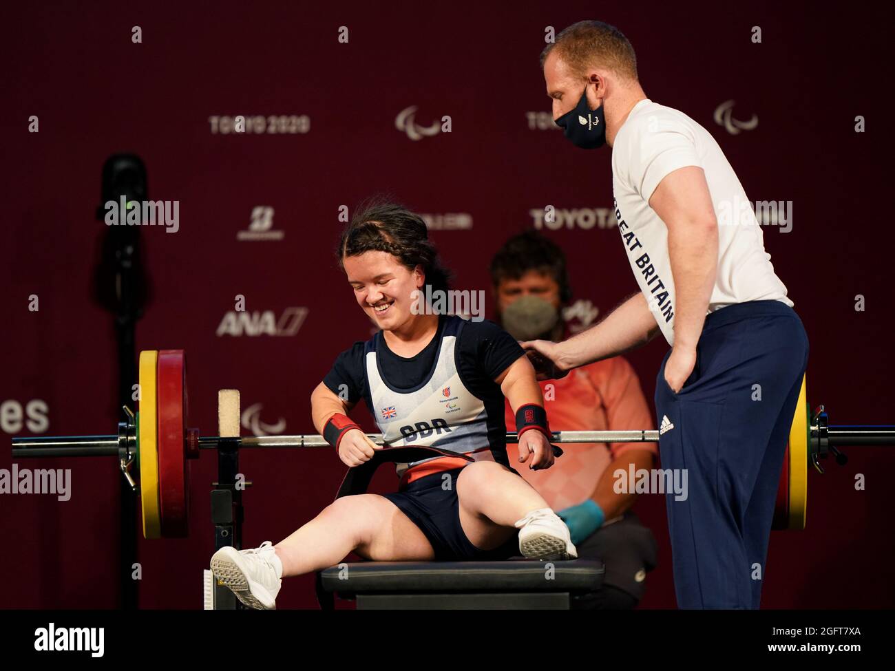Great Britain's Olivia Broome smiles after the second lift in the Women ...