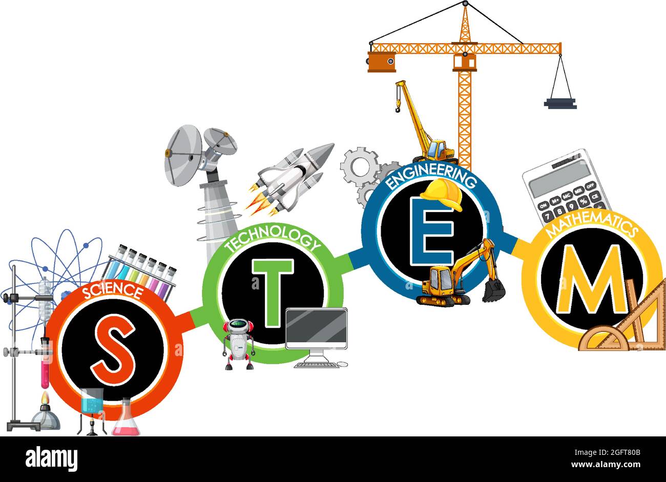 STEM education logo banner with learning icon elements illustration ...