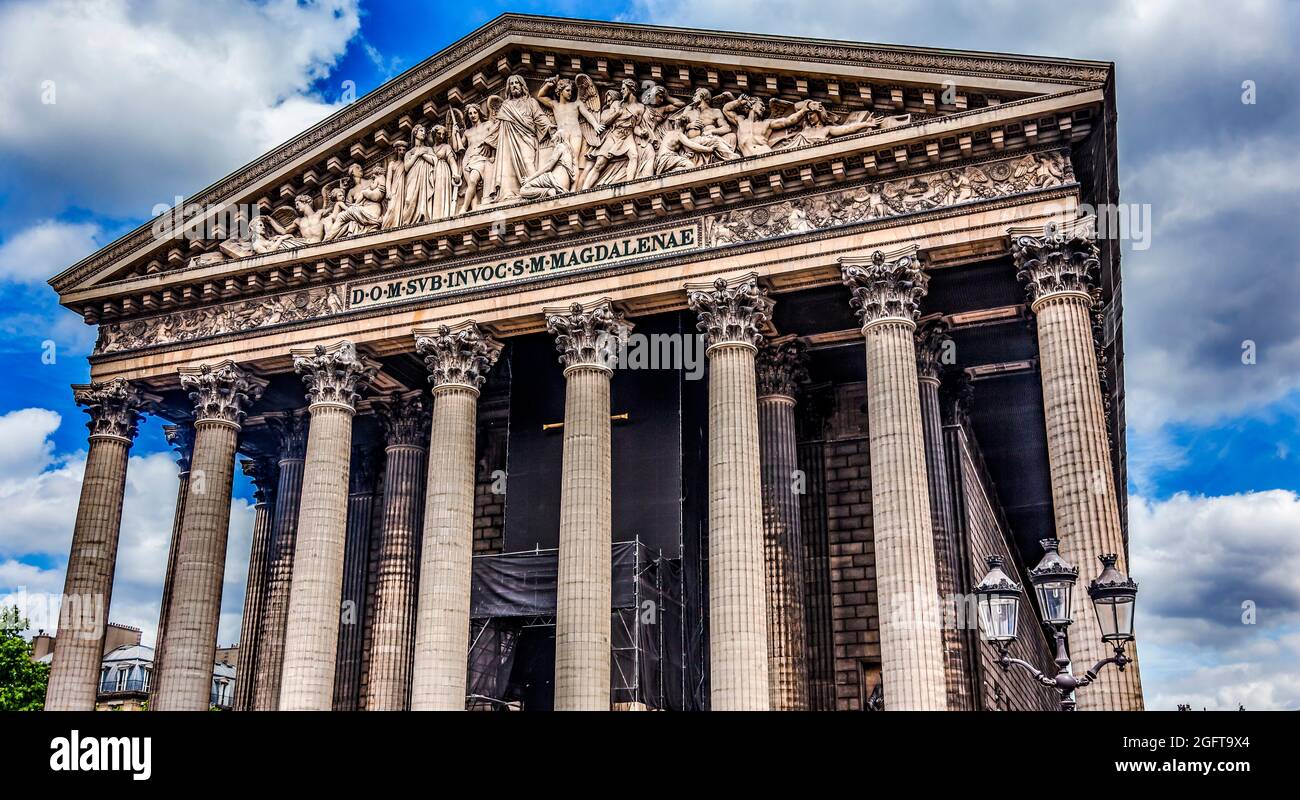 Outside Facade La Madeleine Church Paris France. Catholic church ...