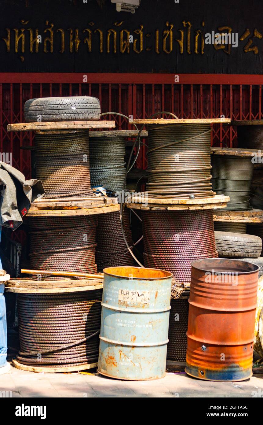 Spools of Industrial Material in Bangkok's Chinatown Stock Photo - Alamy