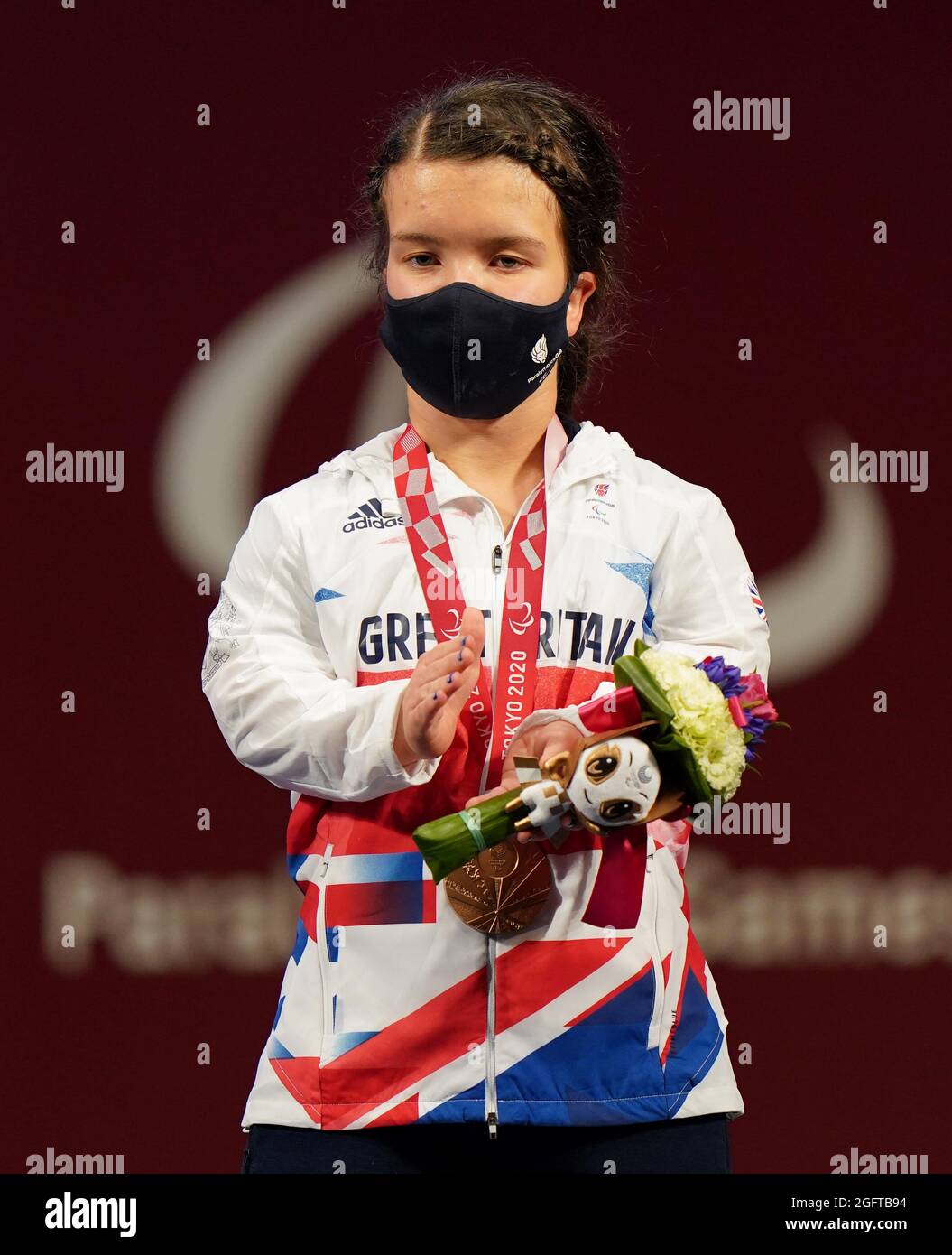 Great Britain's Olivia Broome on the podium after winning the bronze ...