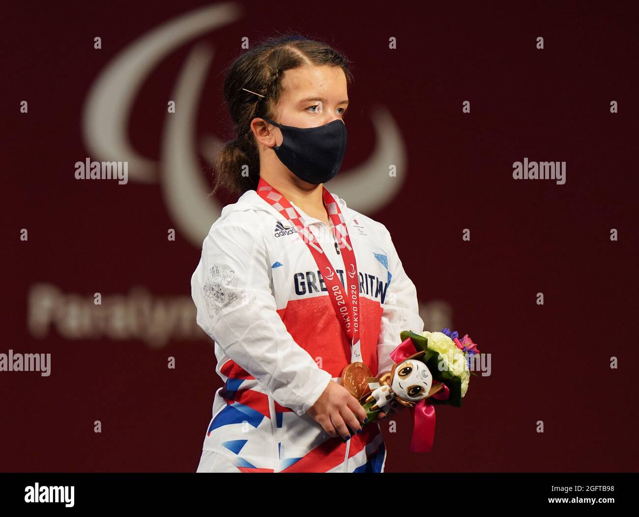 Great Britain's Olivia Broome on the podium after winning the bronze ...