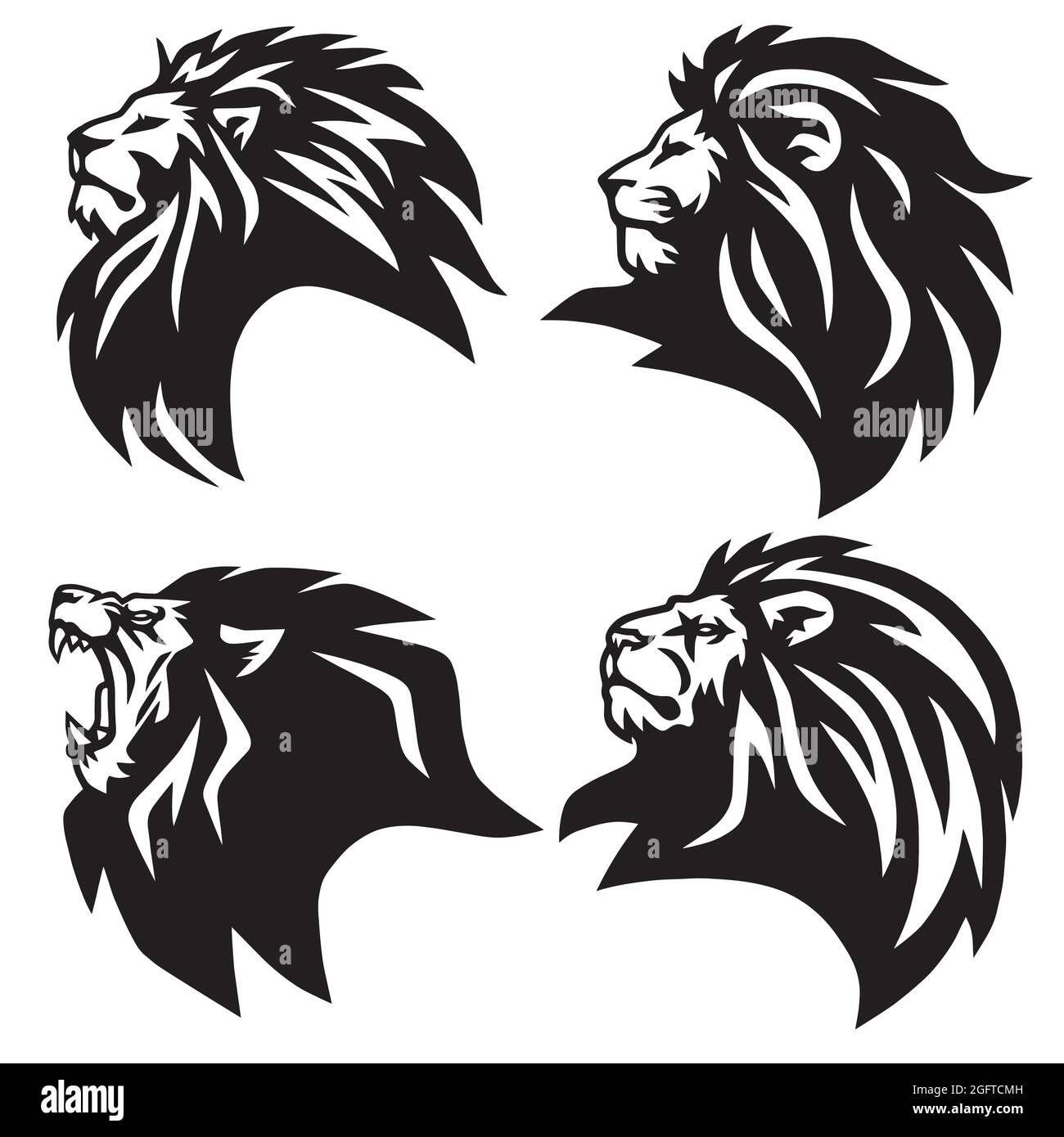 Lion Head Logo Set Collection Pack Premium Vector Design Stock Vector ...