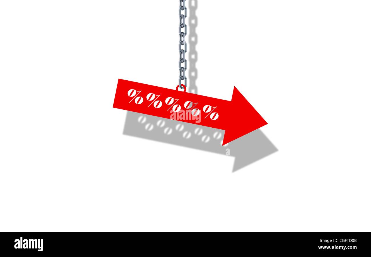 Percent Down Red arrow On white background. Discount and offer ...