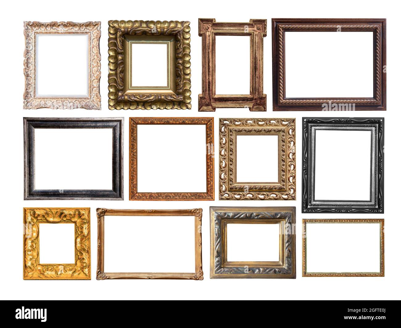 Vintage wooden carved frames isolated on white background Stock Photo ...