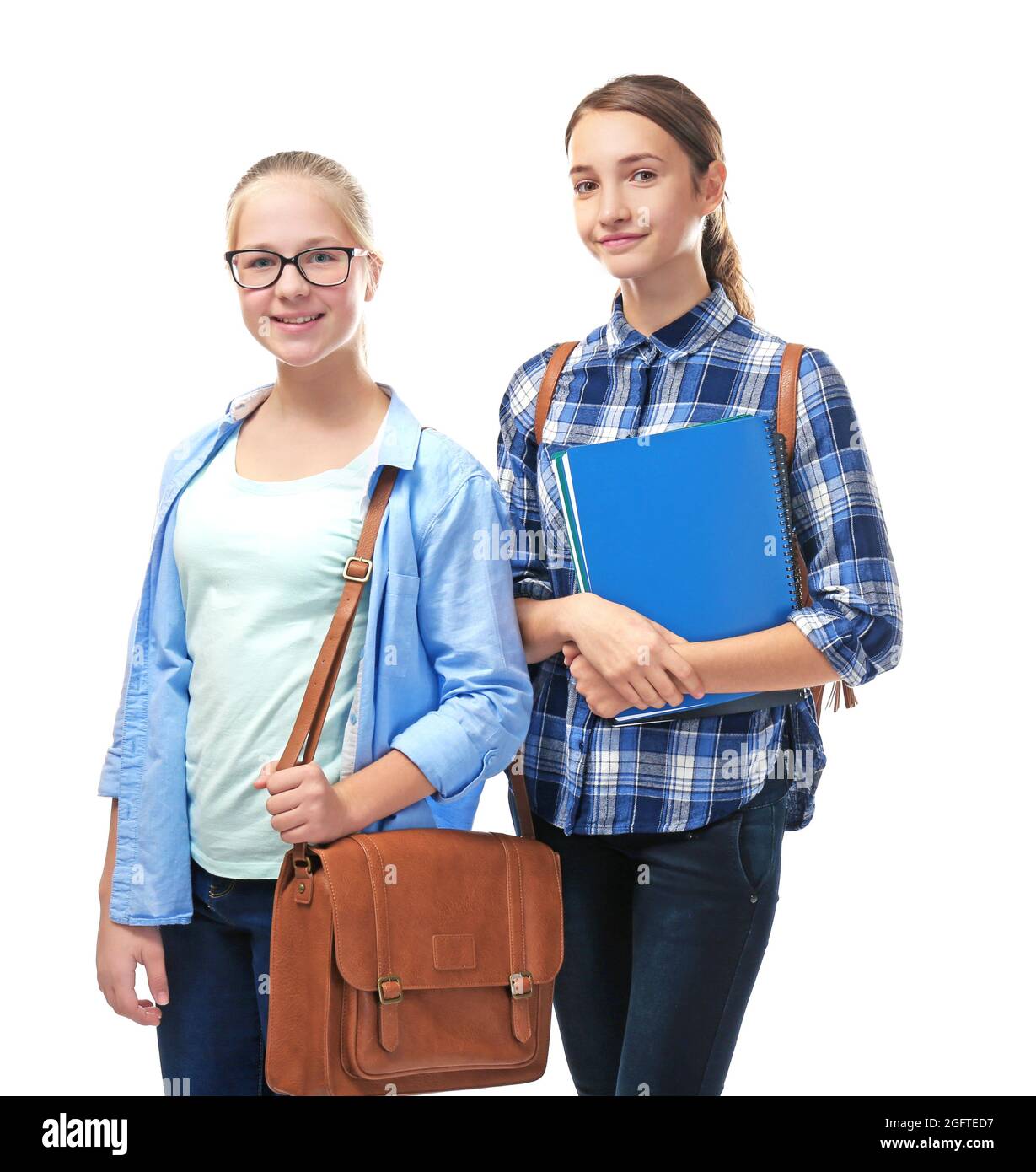 Classmates on white background Stock Photo - Alamy