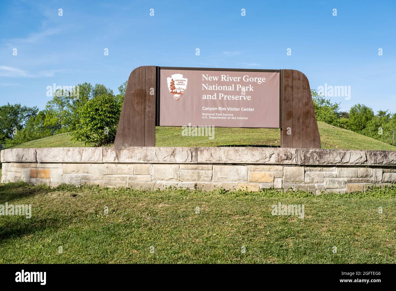 West Virginia. New River Gorge National Park Visitor Center Sign Stock ...