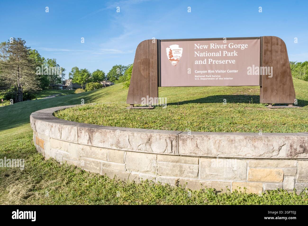 West Virginia. New River Gorge National Park Visitor Center Sign Stock ...