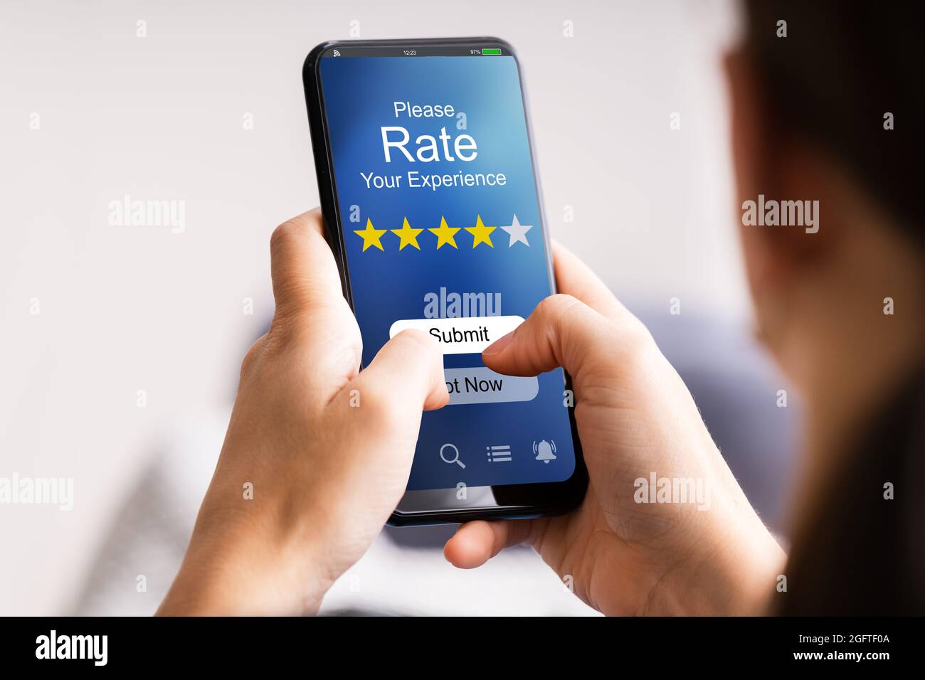 Positive Online Customer Service Review And Rating Online Stock Photo ...