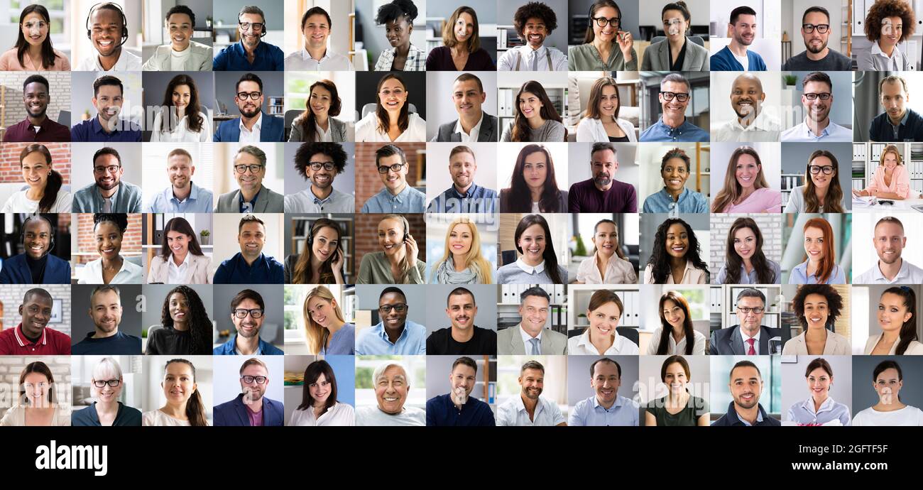 Professional Group Headshot Video Conference. Avatar Faces Collage ...