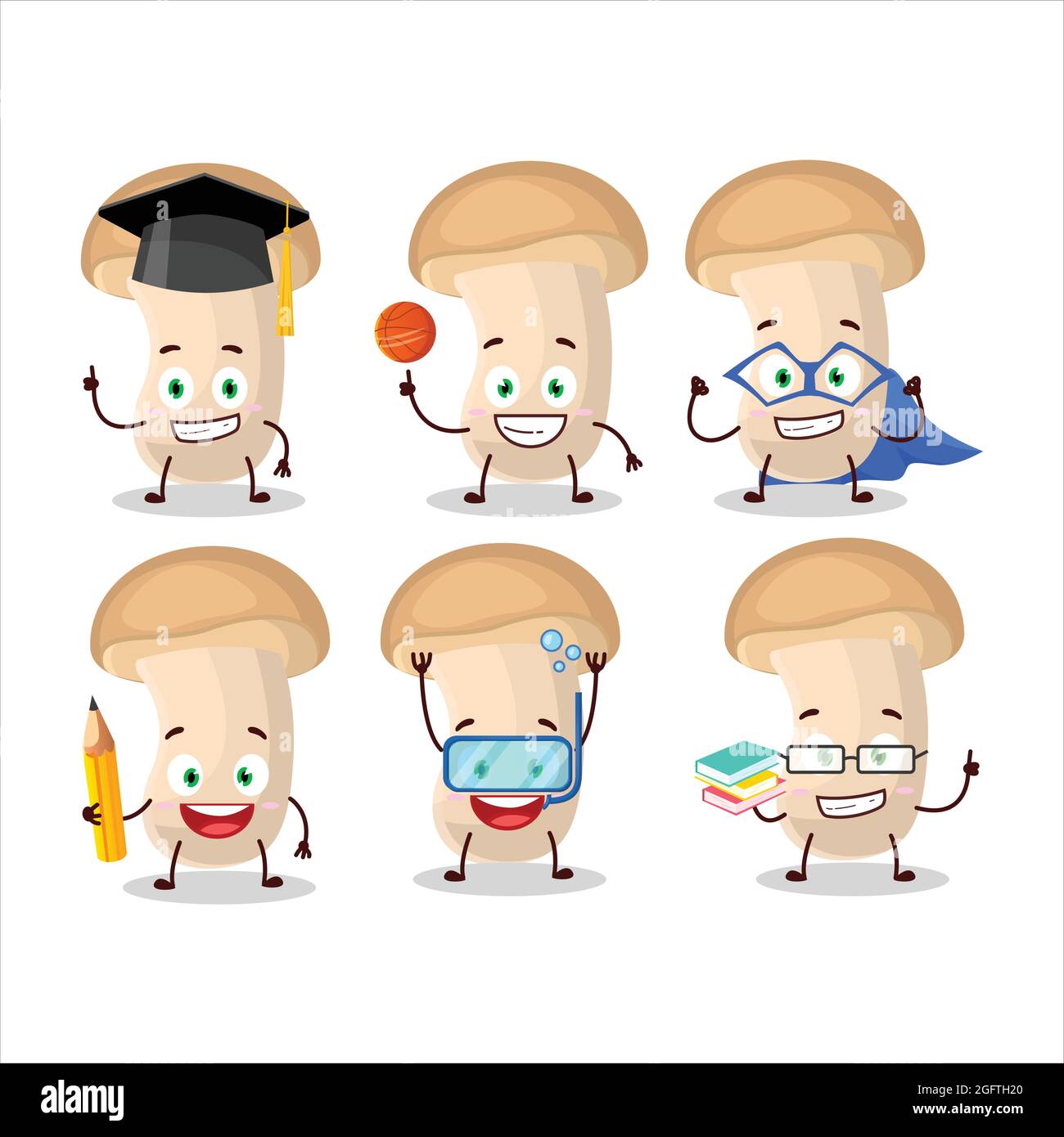 School student of slice enokitake cartoon character with various ...