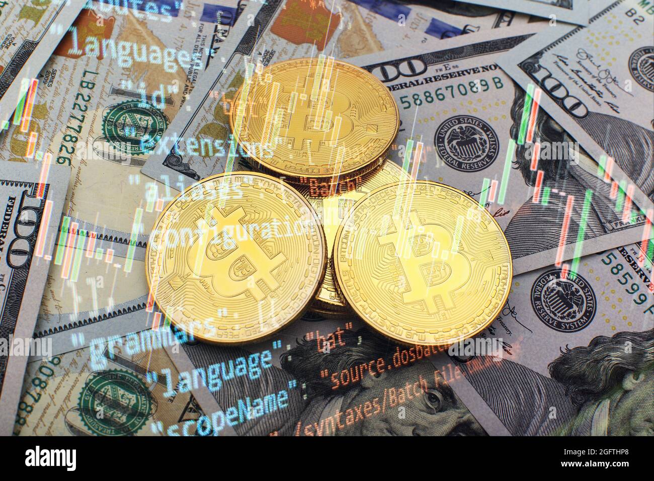 Bitcoin gold coin and defocused chart background. Gold bitcoins with ...