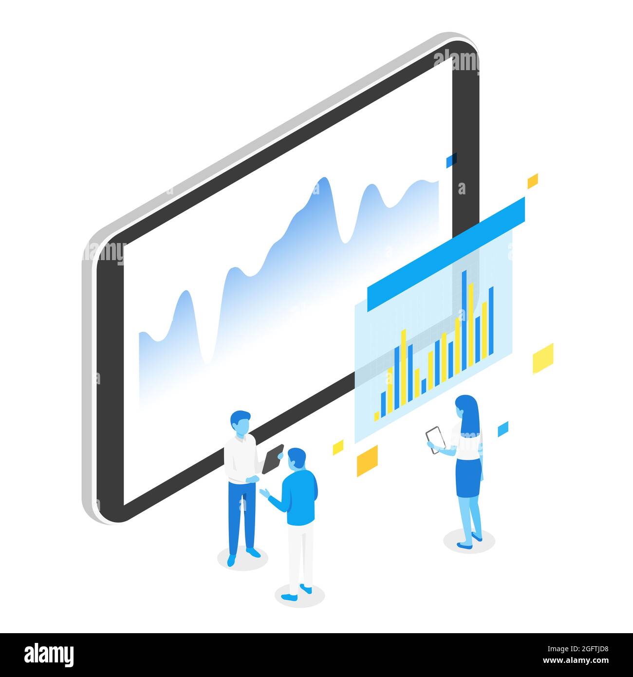 isometric illustration of remote business team Stock Photo - Alamy