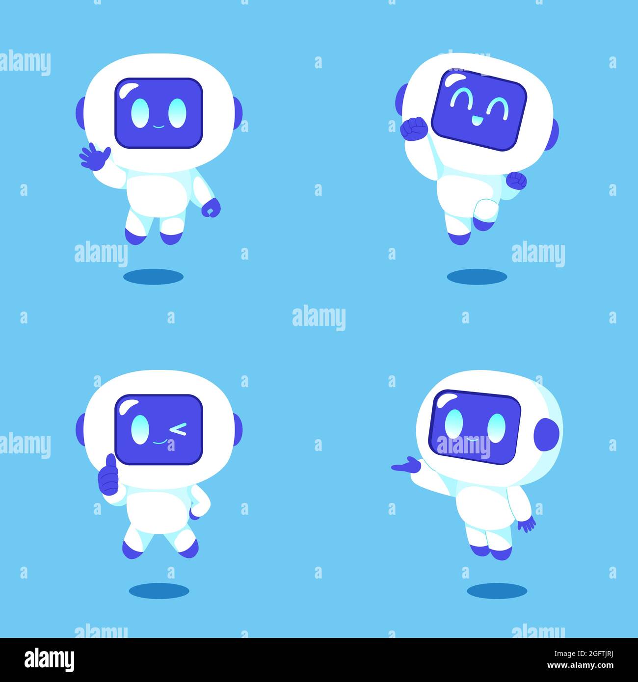 artificial intelligence android robot character set with various ...