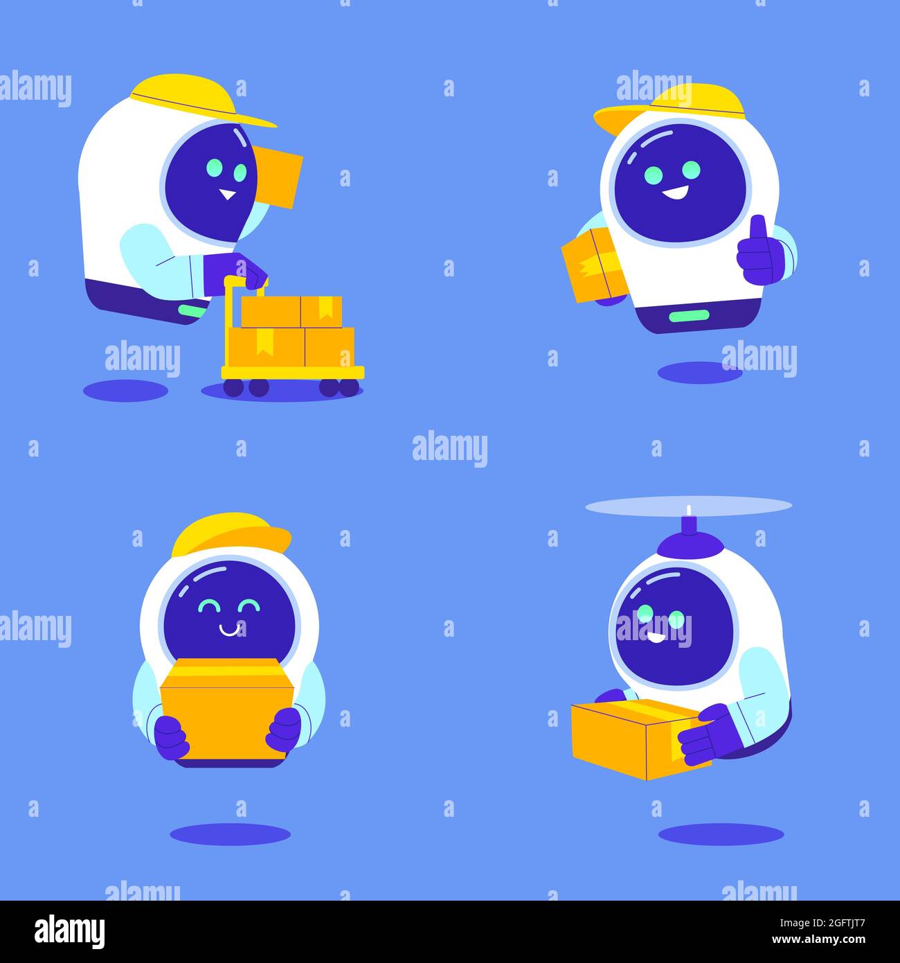 artificial intelligence android robot character set with various ...