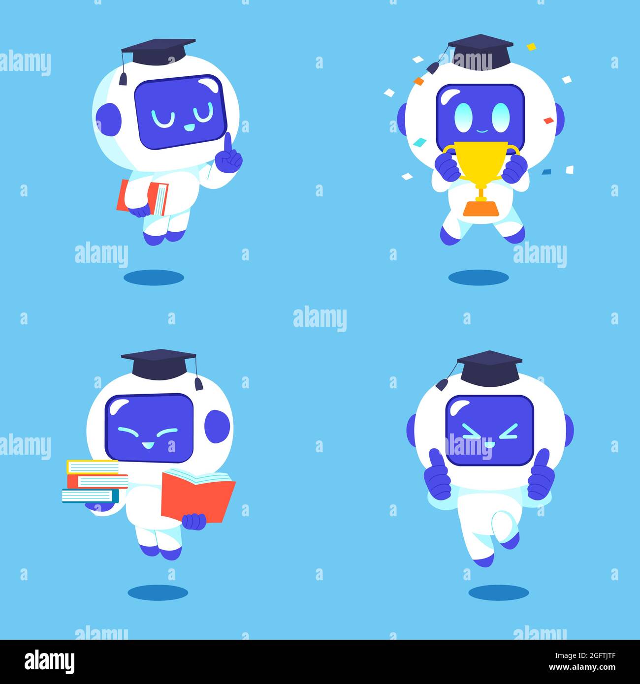 artificial intelligence android robot character set with various ...