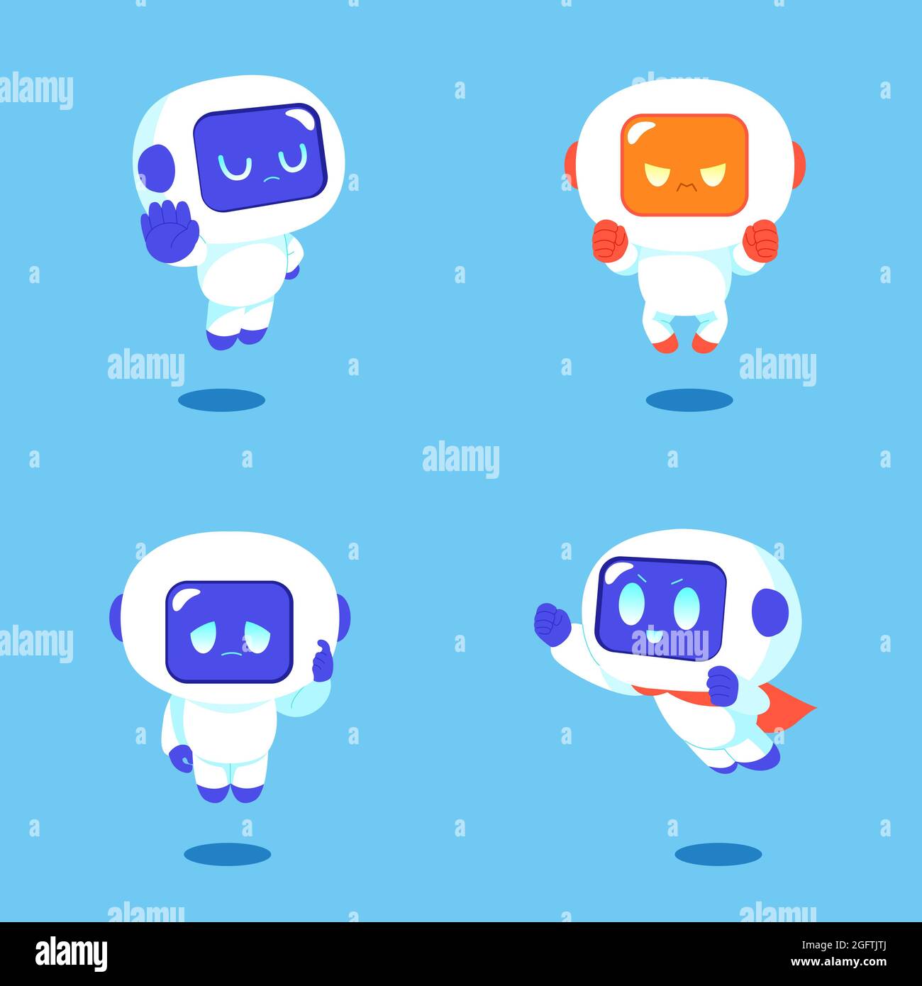 artificial intelligence android robot character set with various ...