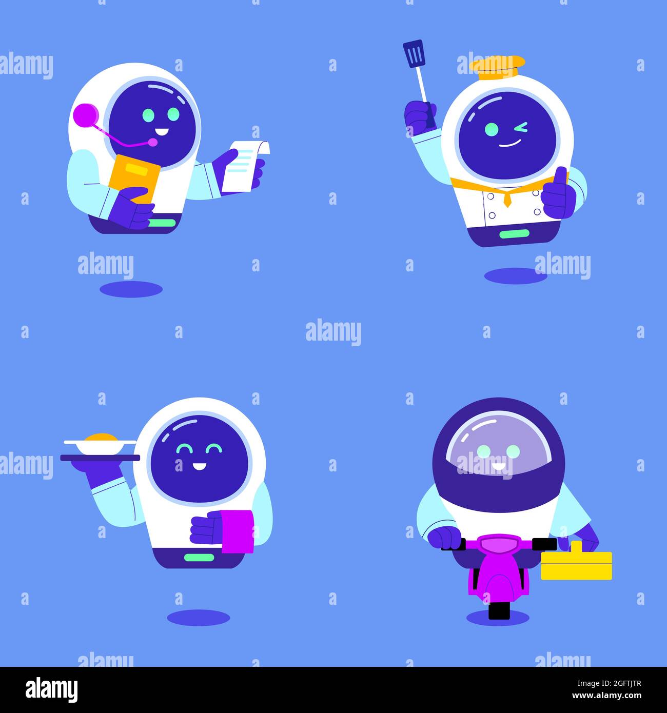 artificial intelligence android robot character set with various ...