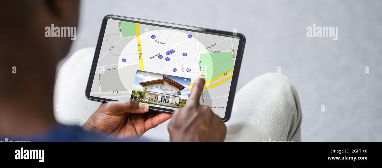 Searching Real Estate House Or Apartment Online Stock Photo - Alamy