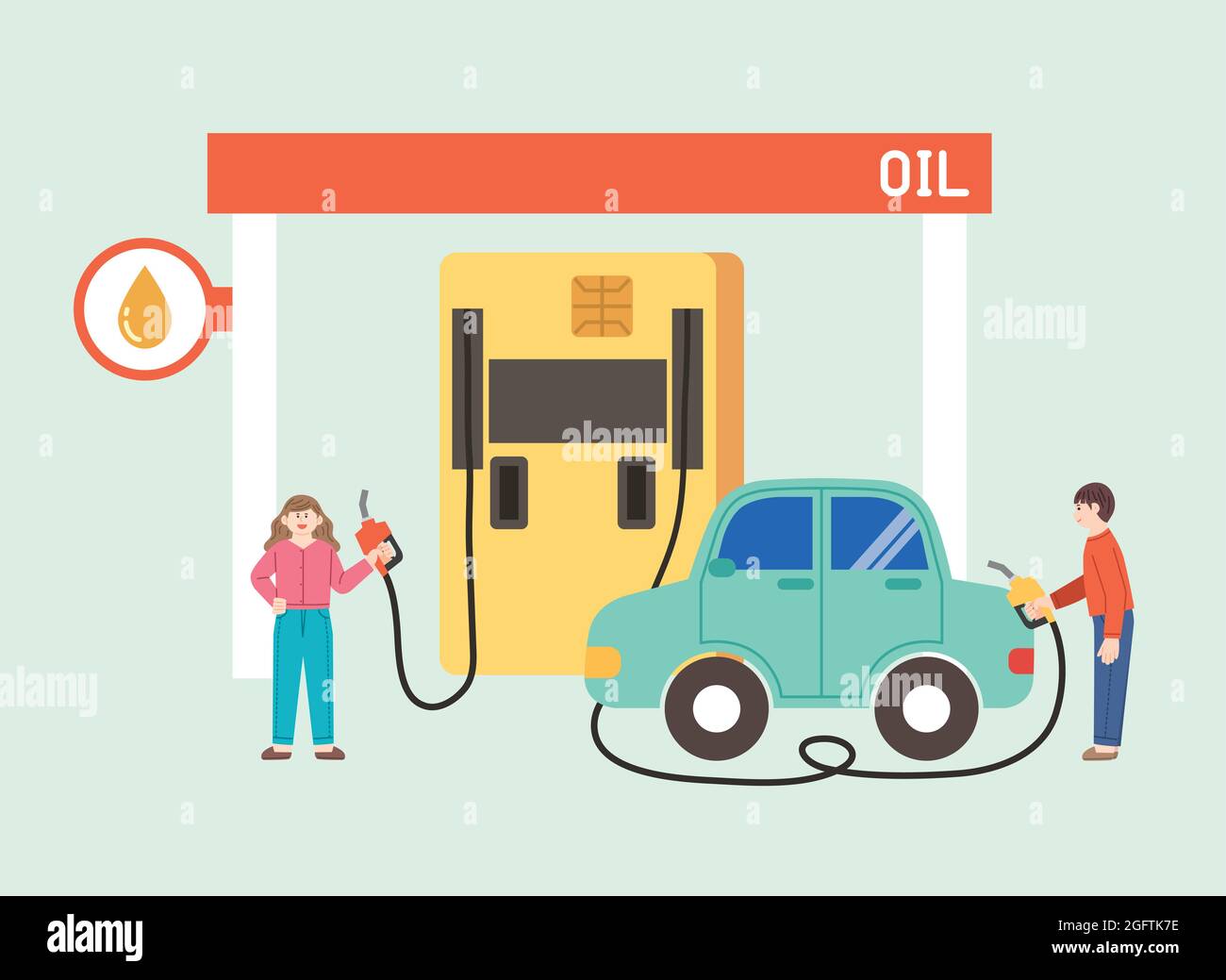 Two women gas station hi-res stock photography and images - Alamy