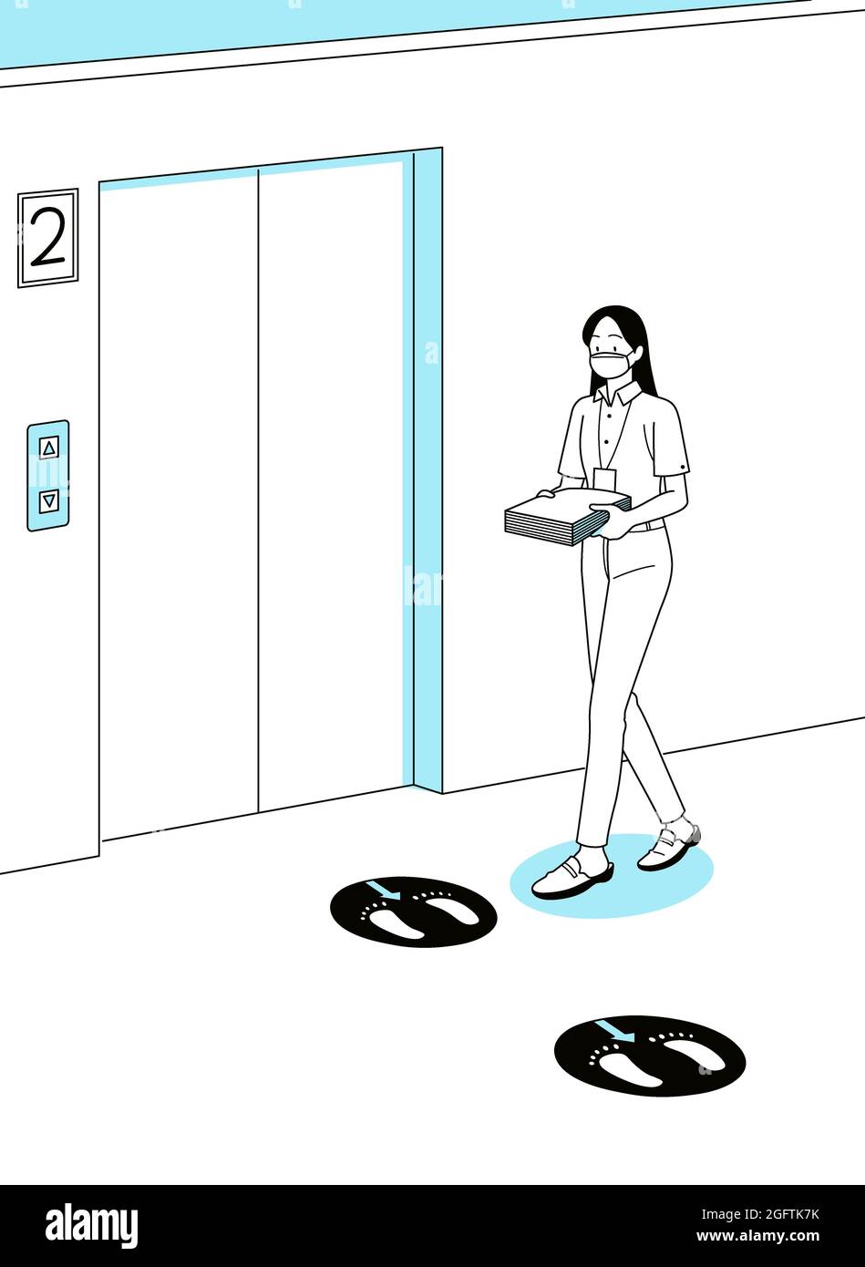 social distance in office elevator Stock Photo - Alamy