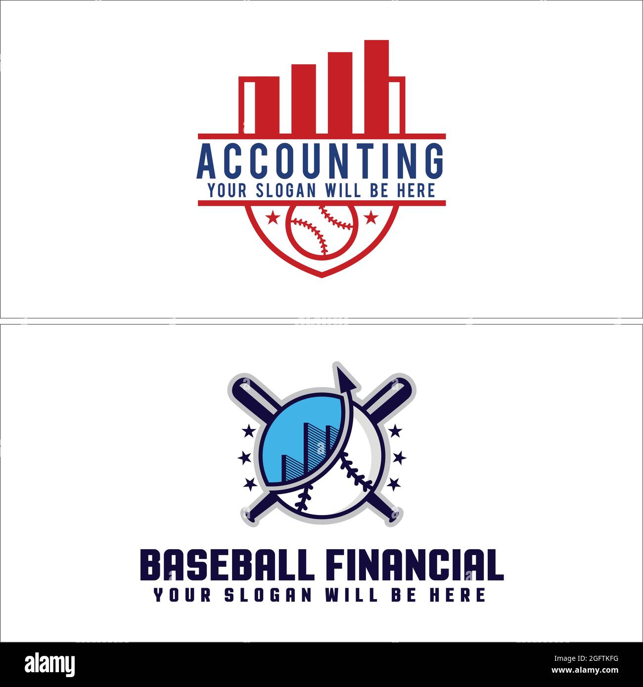 Accounting financial emblem logo with ball star and stick baseball ...